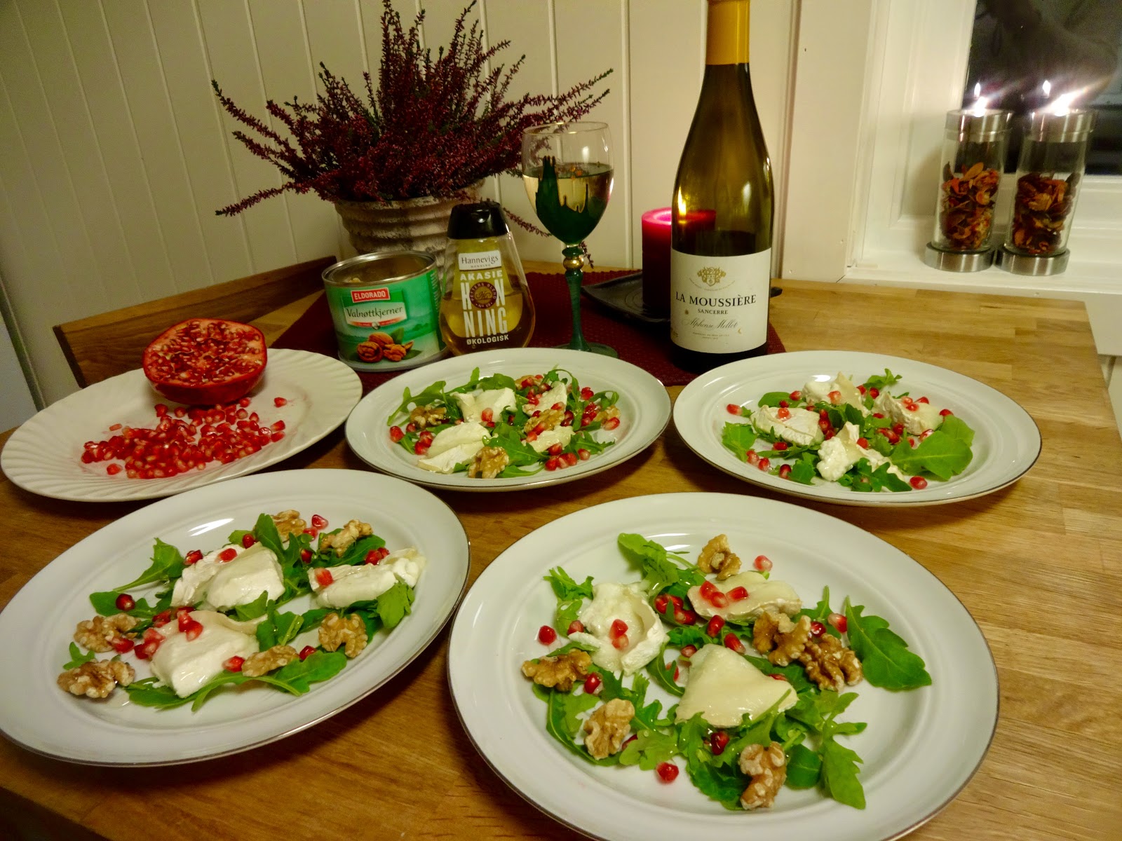 Edels Mat : Varm chèvre med honning, valnøtter & granateple ((♥))